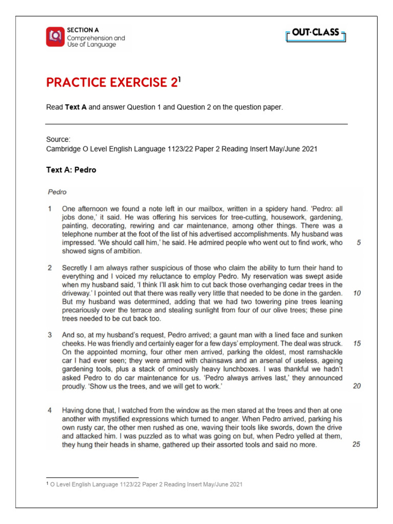 Practice Exercise 2: Read Text A and Answer Question 1 and Question 2 On The Question Paper ...