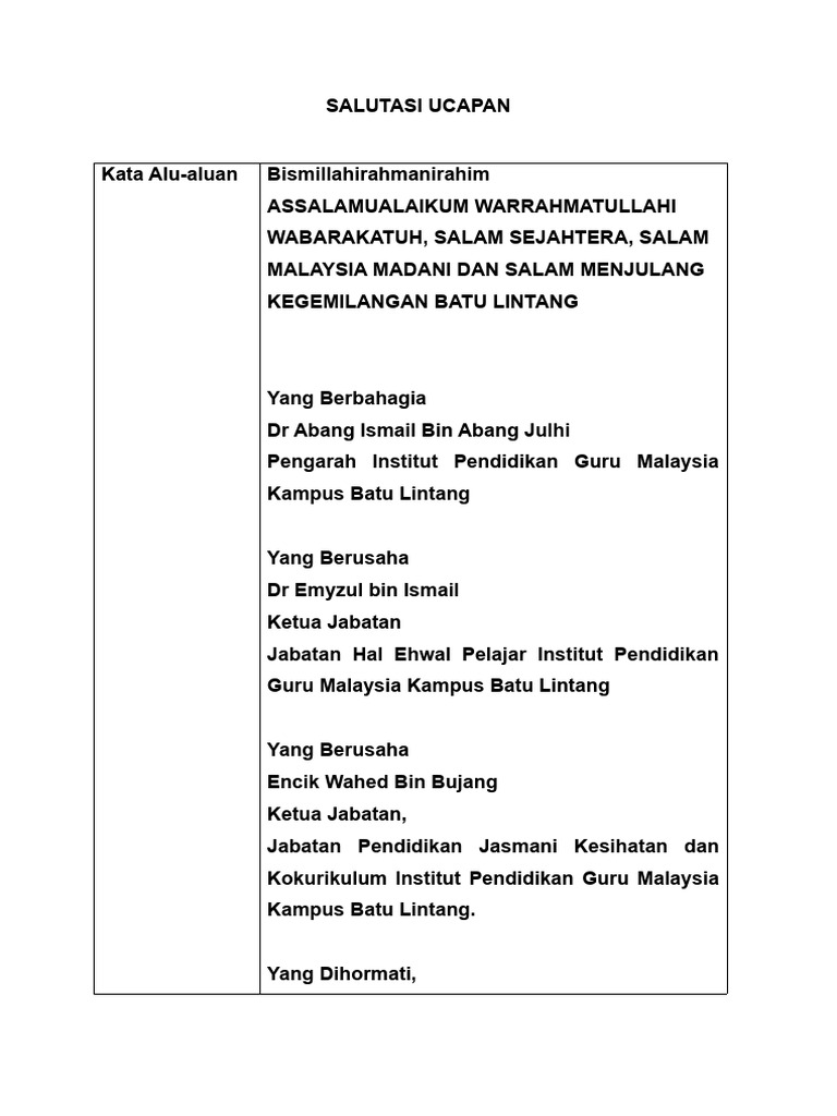 Salutasi Ucapan | PDF