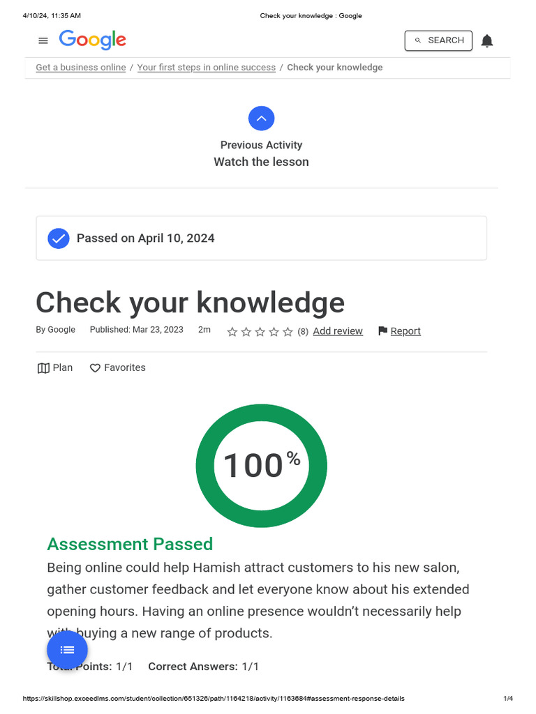 Check Your Knowledge - Google Test | PDF | Human Communication