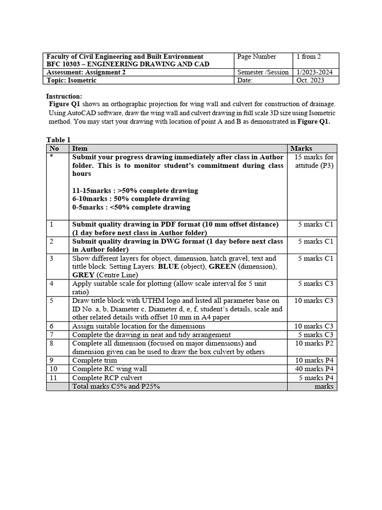Isometric CAD Drawing Assignment Guide | PDF | Engineering | Technical ...