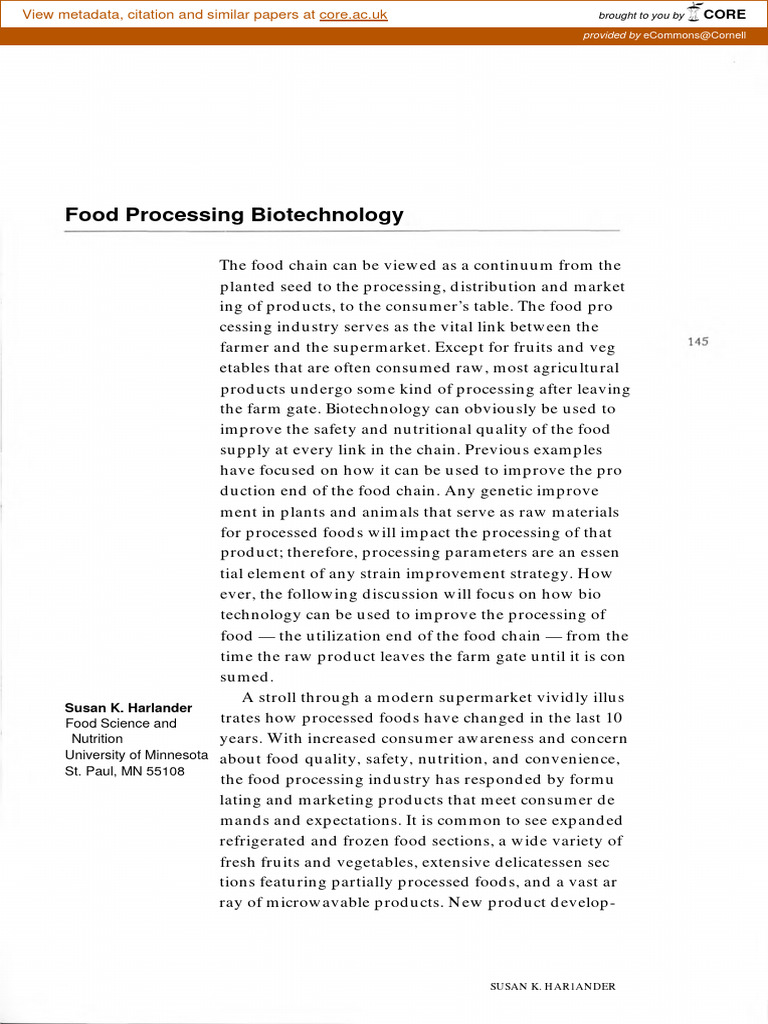 Biotechnology in Food Processing | PDF | Biosensor | Fermentation