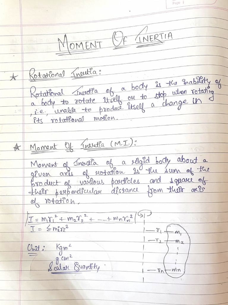 MOMENT OF INERTIA DAY 1 Notes | PDF