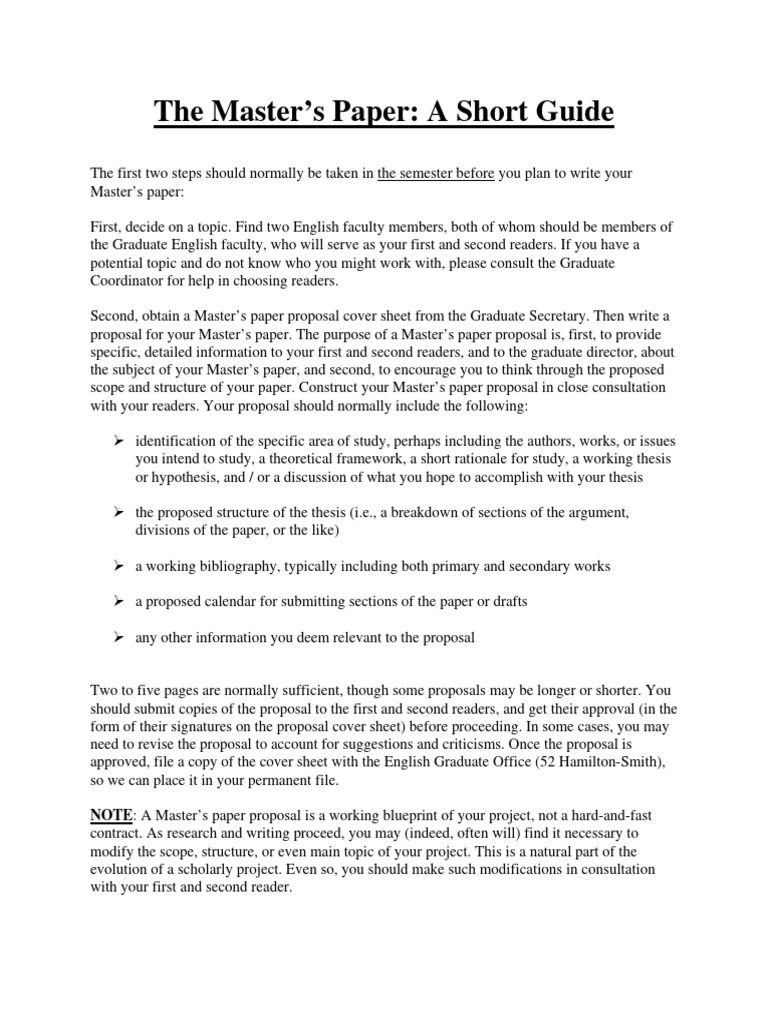 English Masters Paper Guide | PDF | Thesis