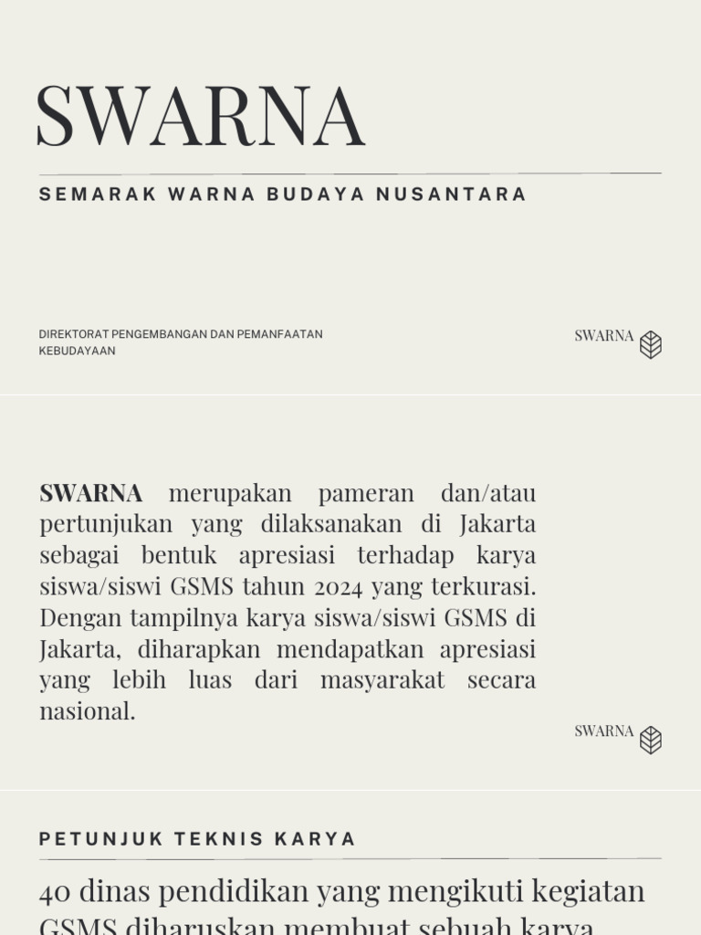 Presentasi Pedoman Karya Daerah Swarna | PDF