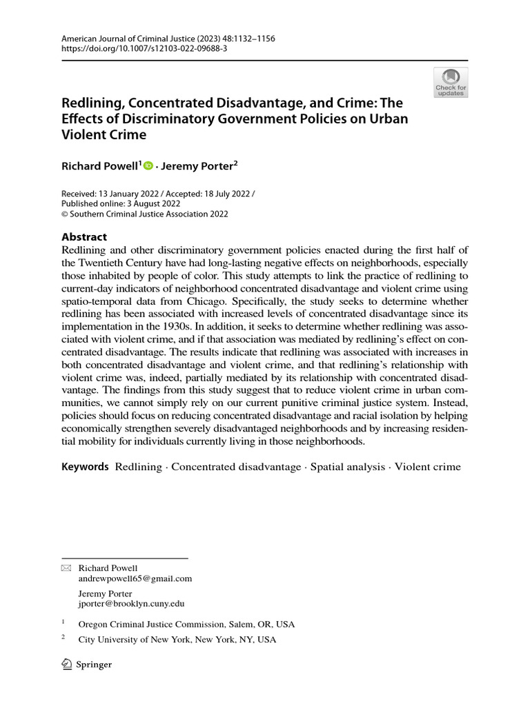 Redlining's Impact on Urban Crime | PDF | Home Owners' Loan Corporation ...