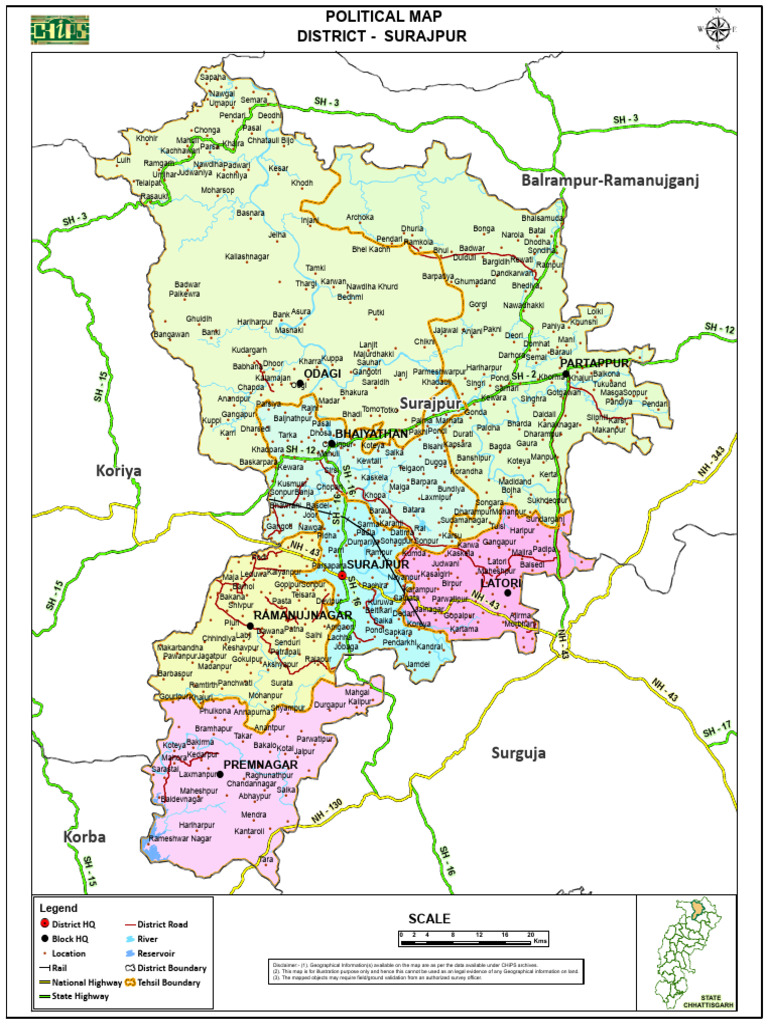 Surajpur District Political Map | PDF