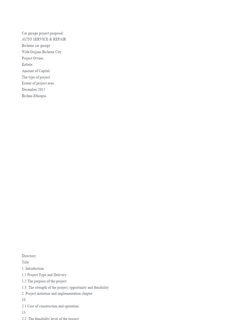 Car Garage Project Proposal | PDF | Employment | Human Resources