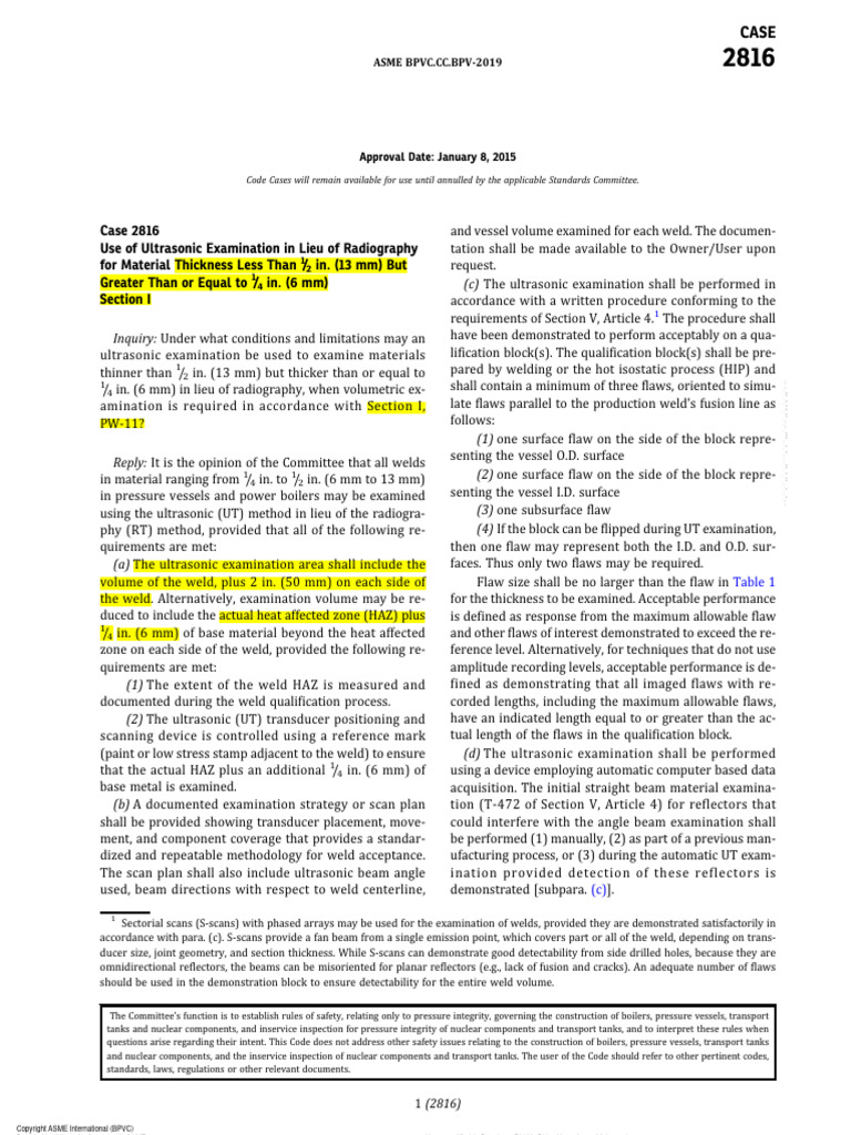Asme Code Cases 2816 | PDF | Welding | Construction