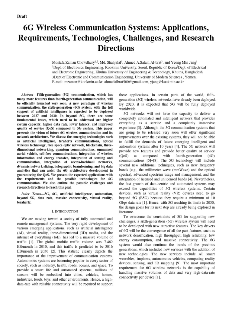 Future 6g Wireless Communication Vision Pdf Augmented Reality
