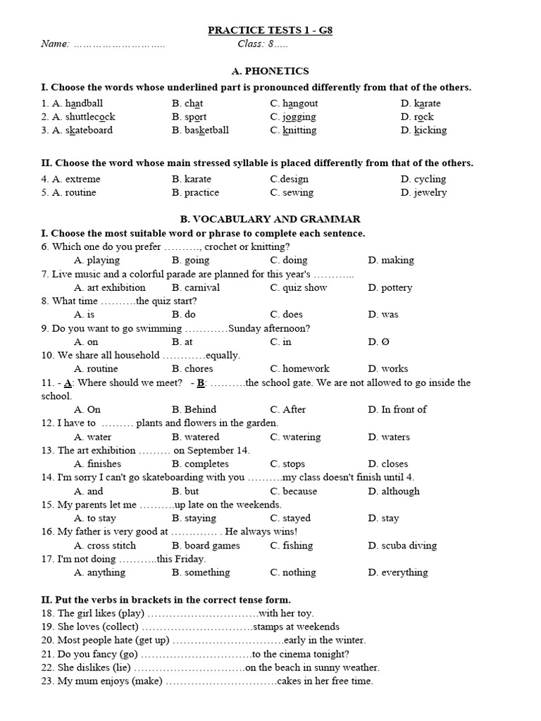 Practice Tests 1 | PDF | Linguistics | Languages