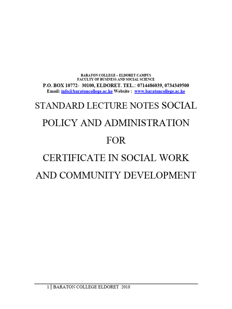 Social Policy and Administration Notes | PDF | Policy | Welfare