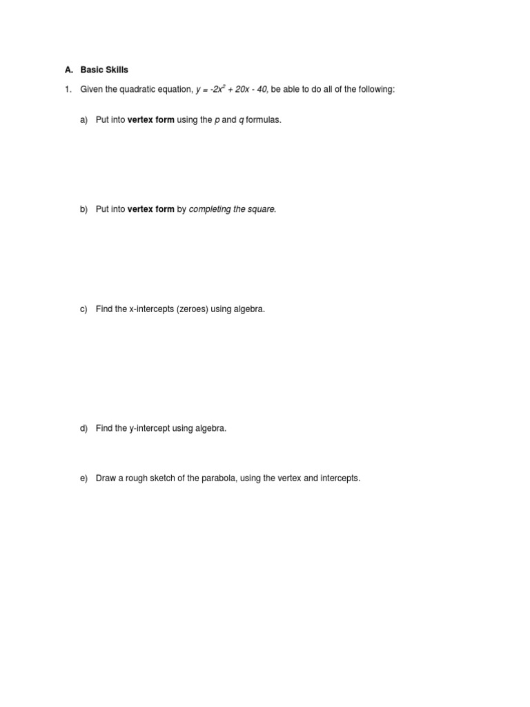 Practice Test and Answers | PDF | Quadratic Equation | Algebra