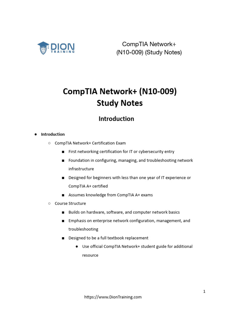 CompTIA+Network++(N10 009)+Study+Guide | PDF | Transmission Control Protocol | Computer Network