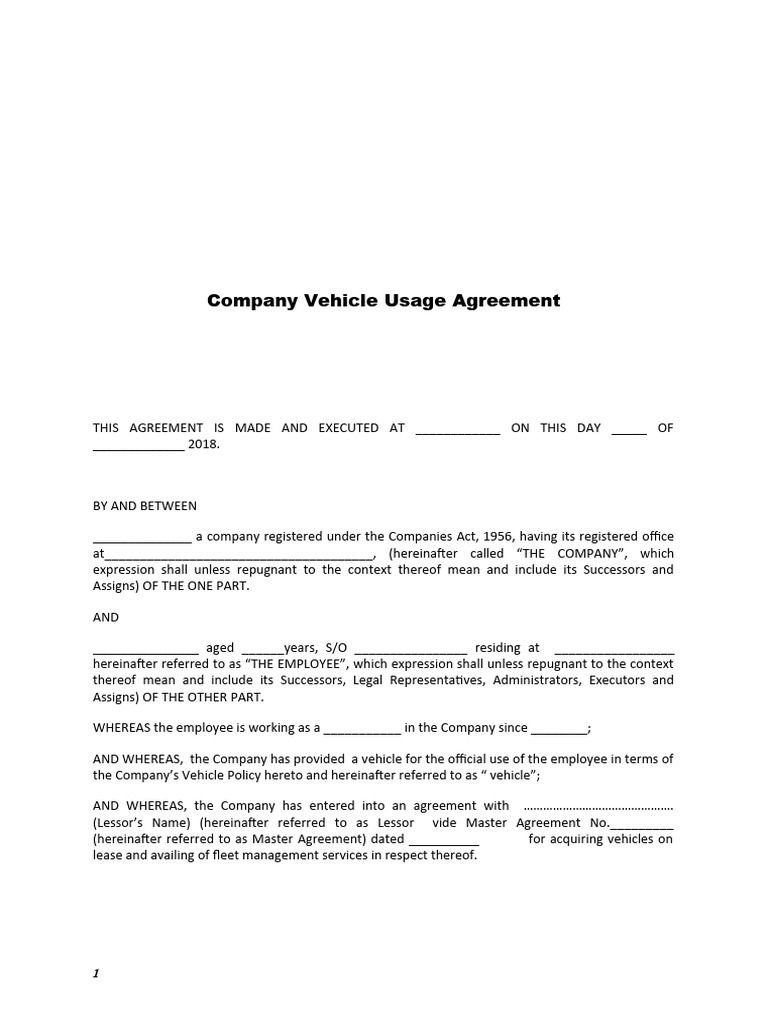 Sample Employer - Employee Agreement | PDF | Lease | Employment