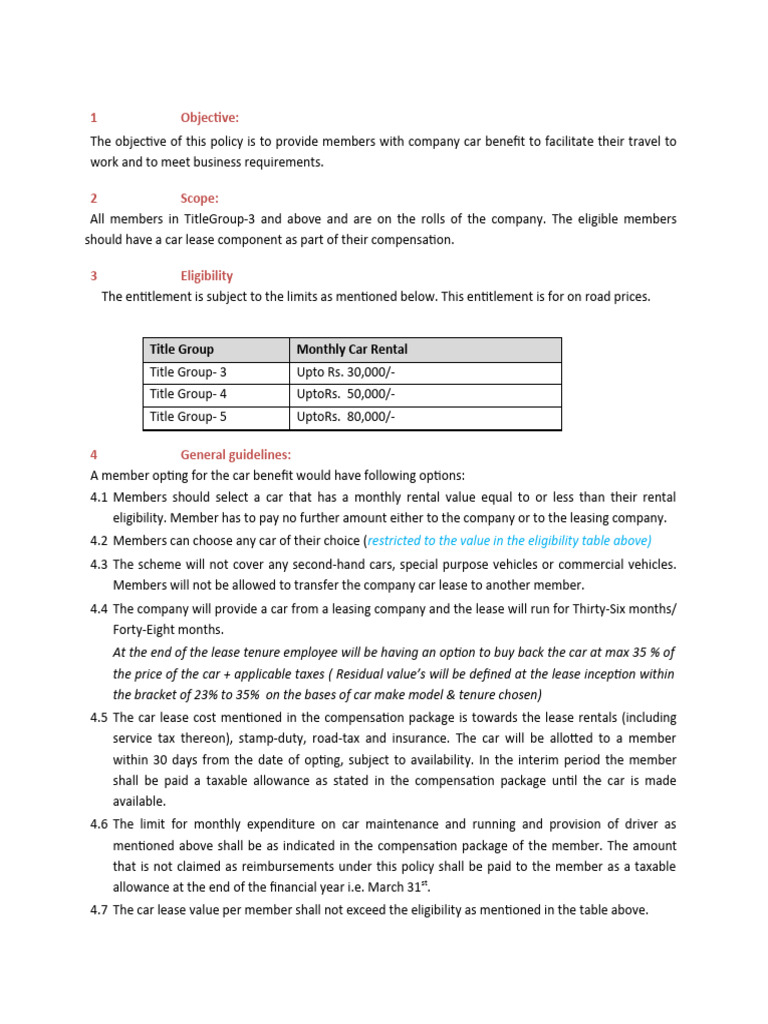 Sample Lease Policy (1) | PDF | Lease | Taxes