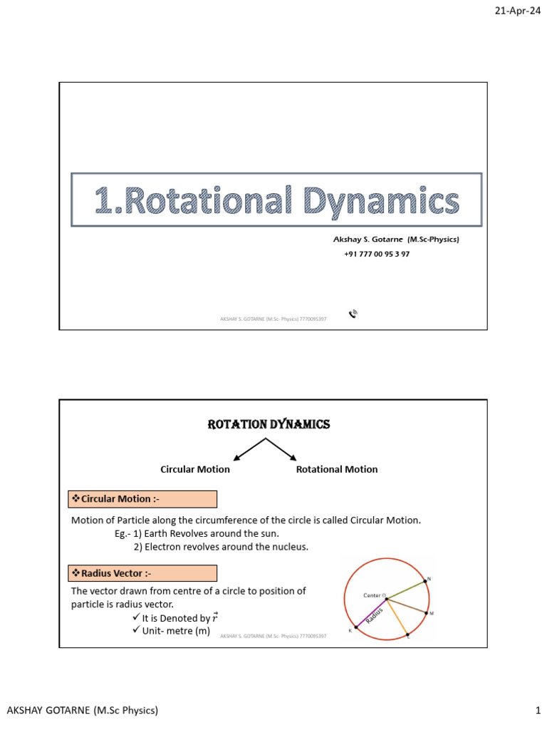 Rotational Dynamics PDF | PDF | Rotation Around A Fixed Axis | Angular Momentum