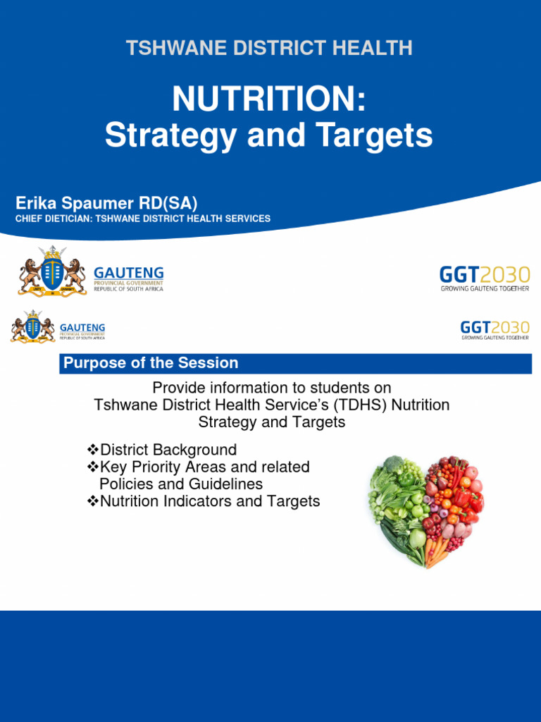 Tshwane Nutrition Strategy Overview | PDF | Malnutrition | Dietitian