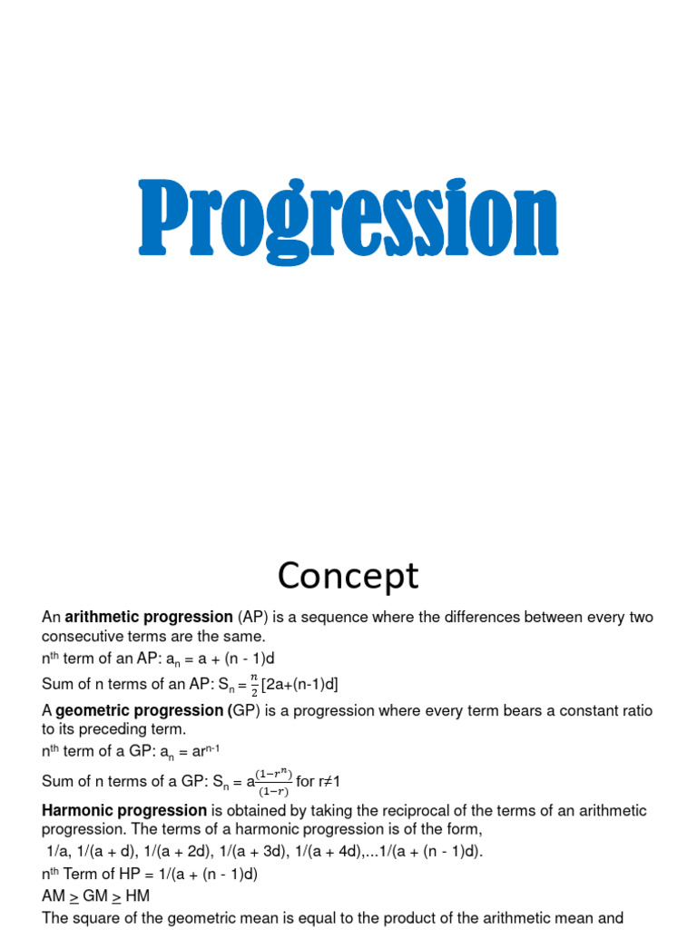 Progression | PDF | Mean | Arithmetic