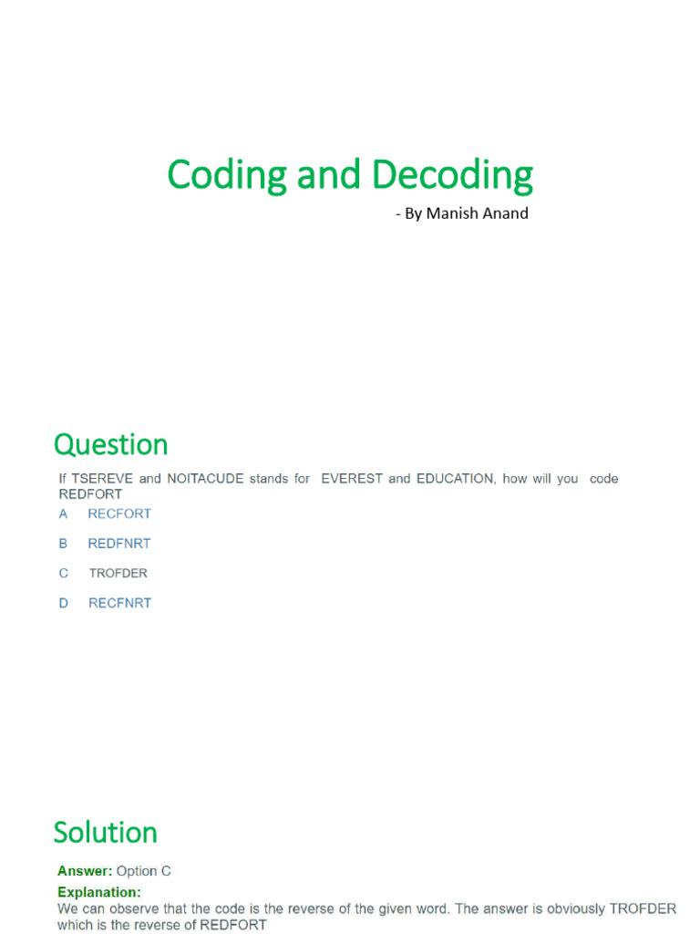 Coding and Decoding | PDF