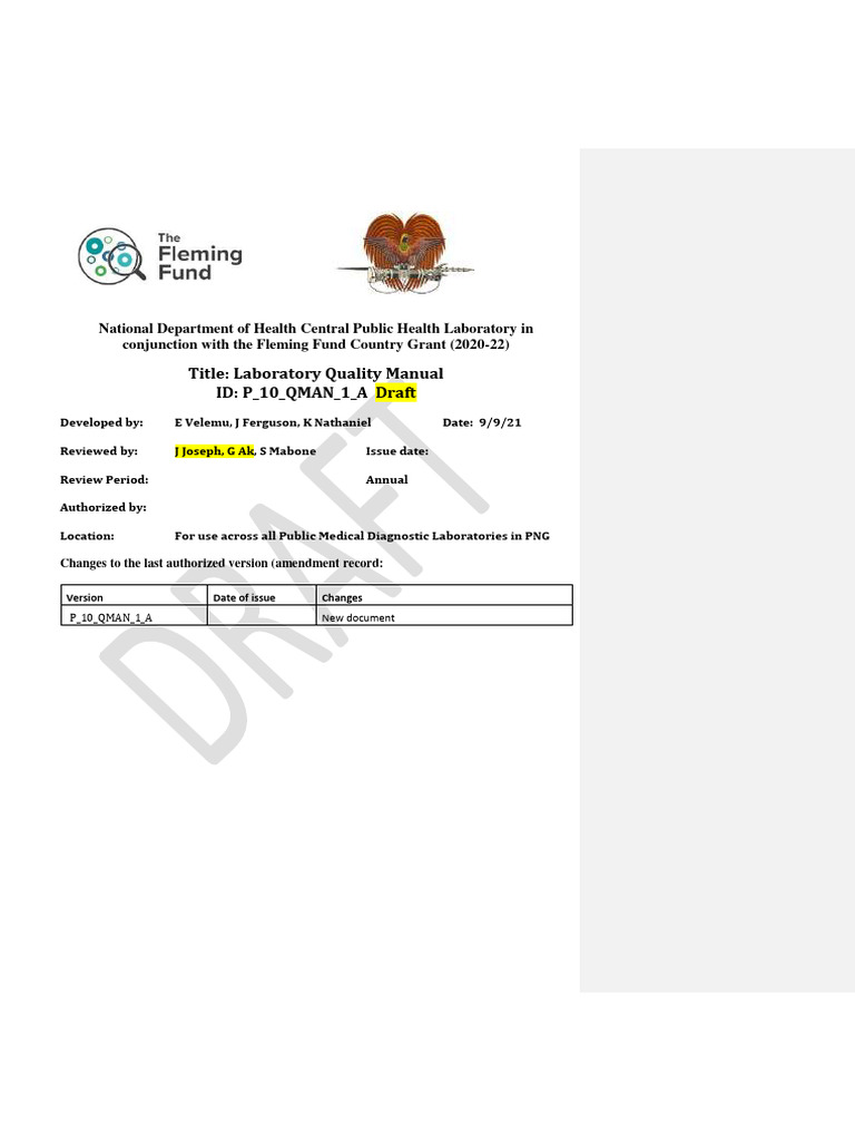 P - 10 - Qman - 1 - A Laboratory Quality Manual 25mar22 Draft | PDF | Laboratories | Calibration