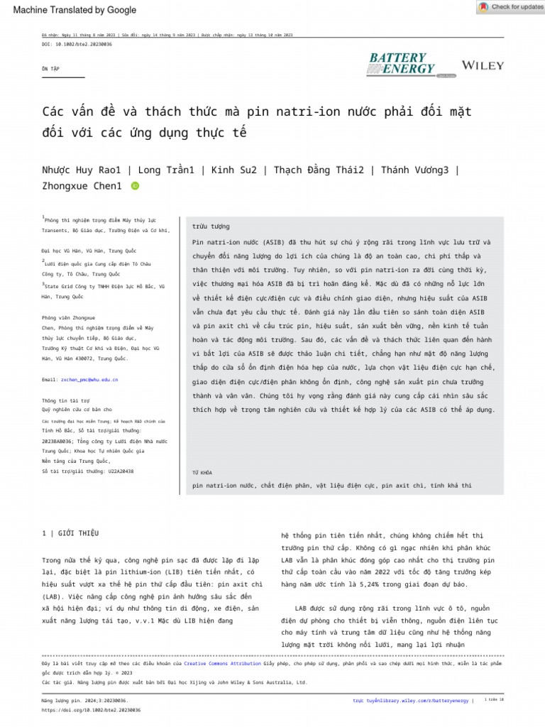 Battery Energy - 2023 - Rao - Issues and challenges facing aqueous sodium‐ion batteries toward ...