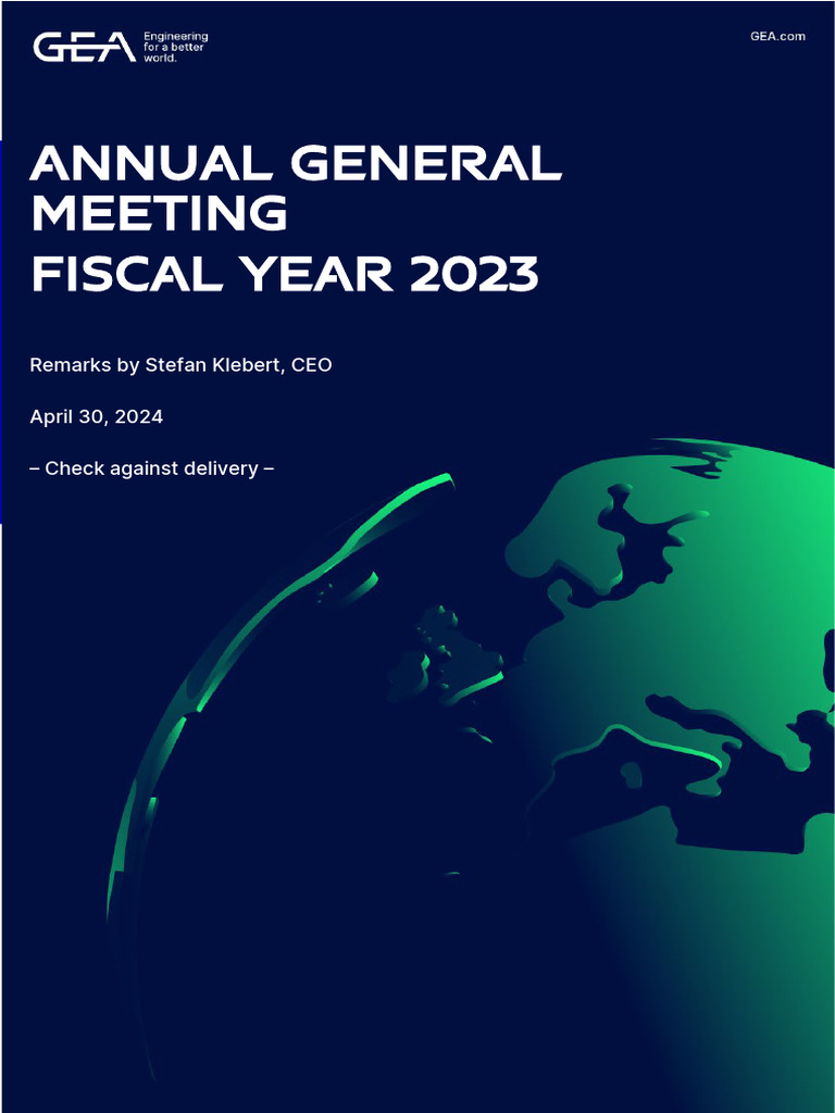 Gea Agm 2024 Speech Stefan Klebert Ceo | PDF | Share Repurchase ...