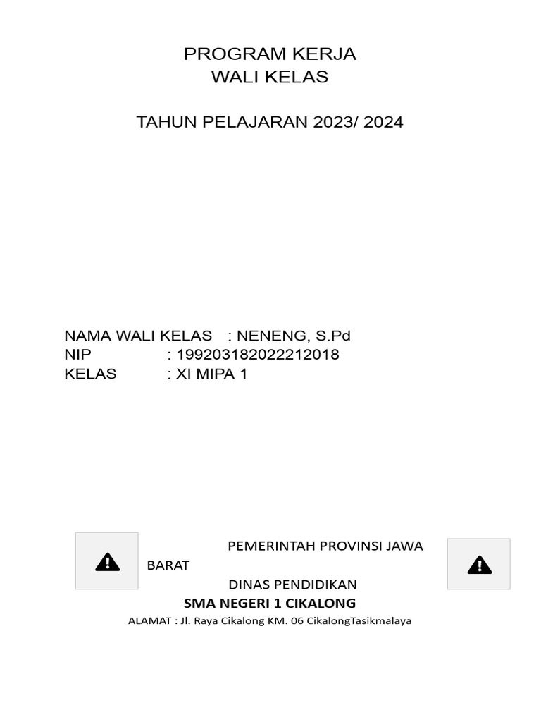 Program Kerja Walas Foto Bimbingan | PDF