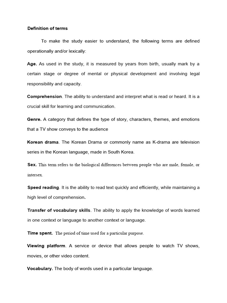 Revised Definition of Terms | PDF