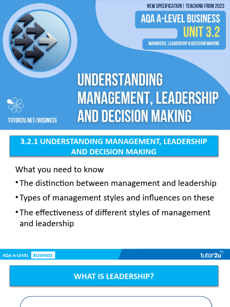 AQA 3.2.1 Understanding Management Leadership and Decision Making | PDF ...