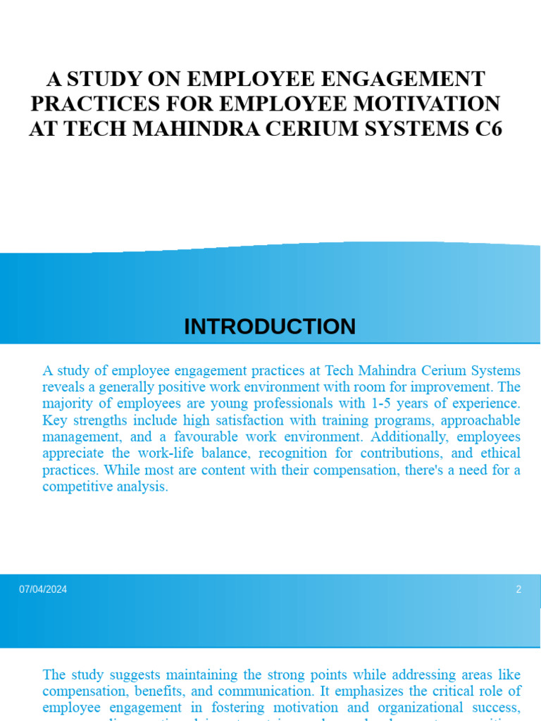 A STUDY ON EMPLOYEE ENGAGEMENT PRACTICES FOR EMPLOYEE MOTIVATION AT ...