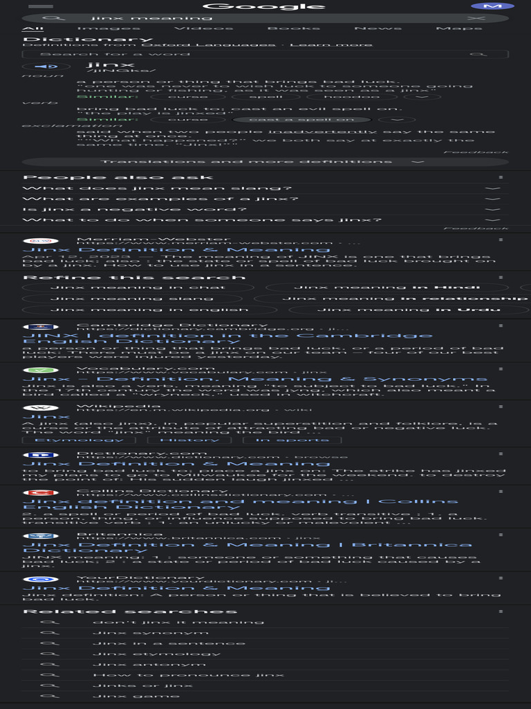 Jinx Meaning - Google Search | PDF | Luck | Dictionary