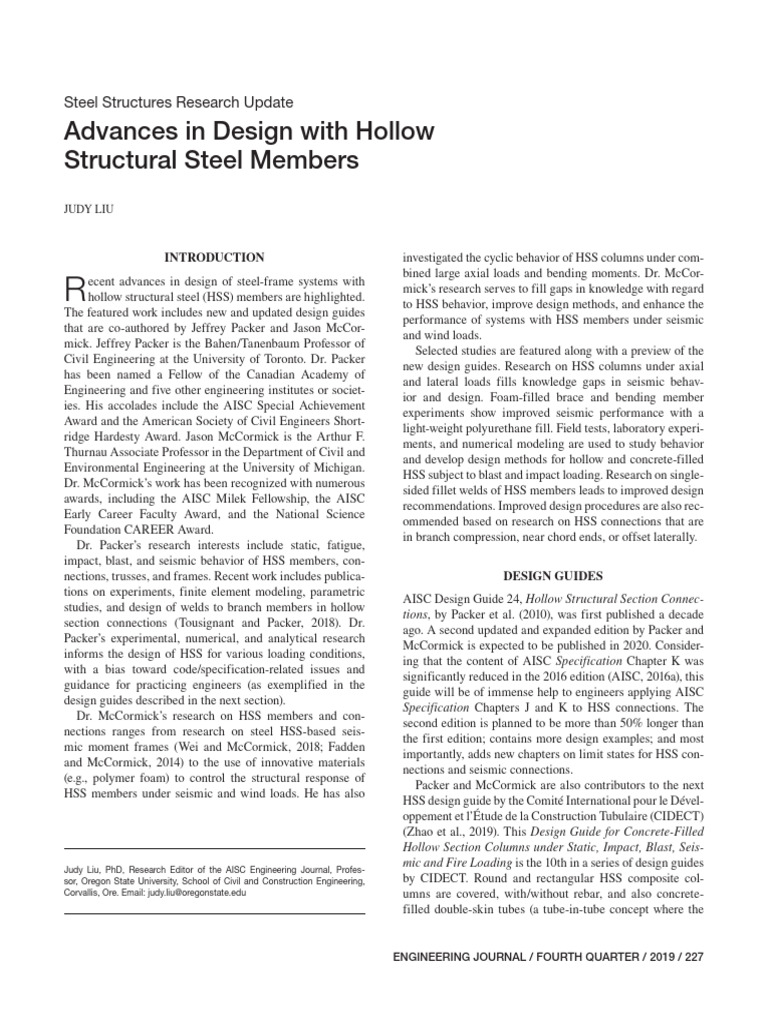 03-Advances in Design With Hollow Structural Steel Members 2019 | PDF ...