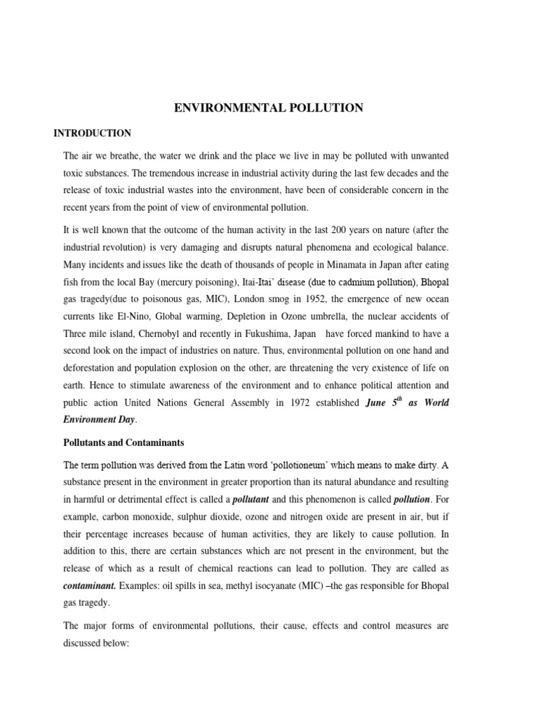 Environmental Pollution | Download Free PDF | Water Pollution | Climate ...