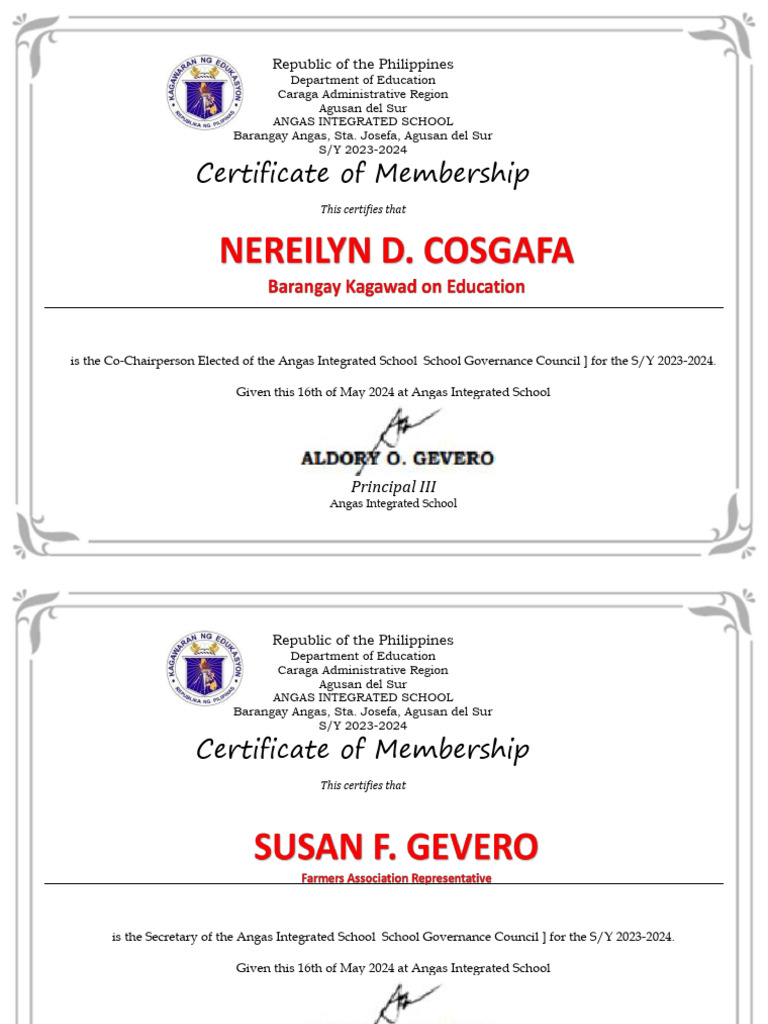 [SGC] Membership Certificate Template | PDF | Governance | Public ...