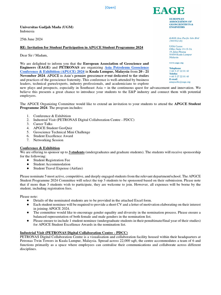 Universitas Gadjah Mada (UGM) - Invitation For Student Participation in ...