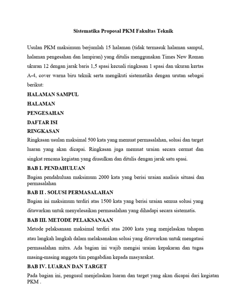 Sistematika Proposal Dan Laporan PKM - FT2024 | PDF | Seni | Komputer