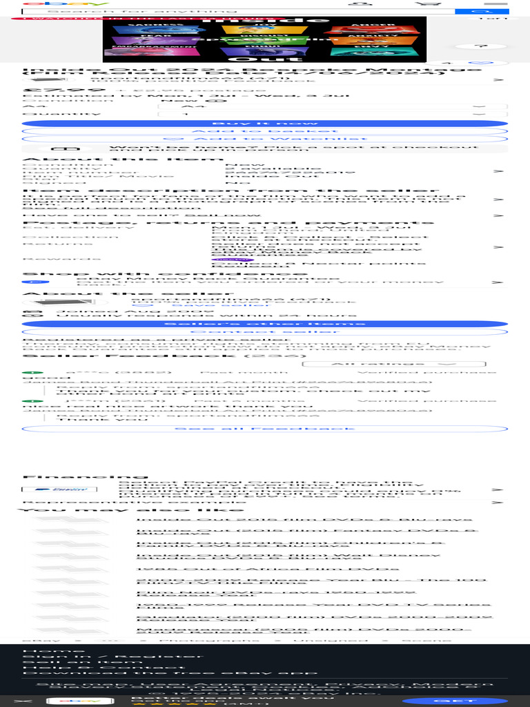 Inside Out 2024 Bespoke Montage (Film Release Date 14062024) Ebay | PDF | E Bay | Pay Pal