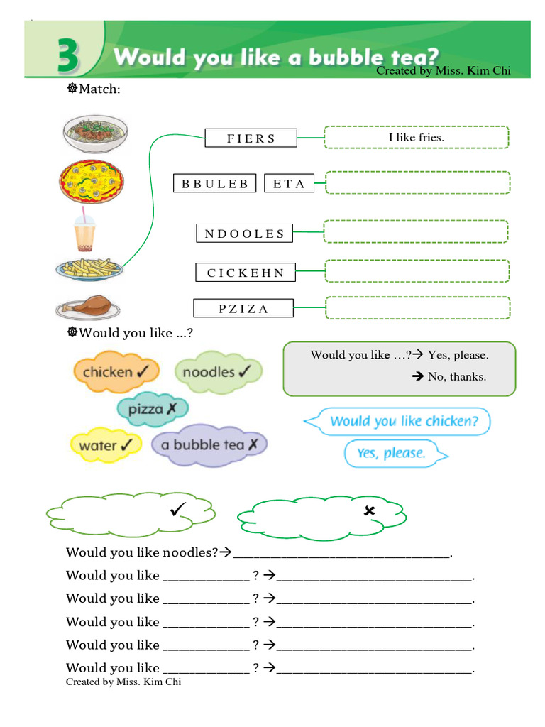 Unit 3 Would You Like A Bubble Tea | PDF