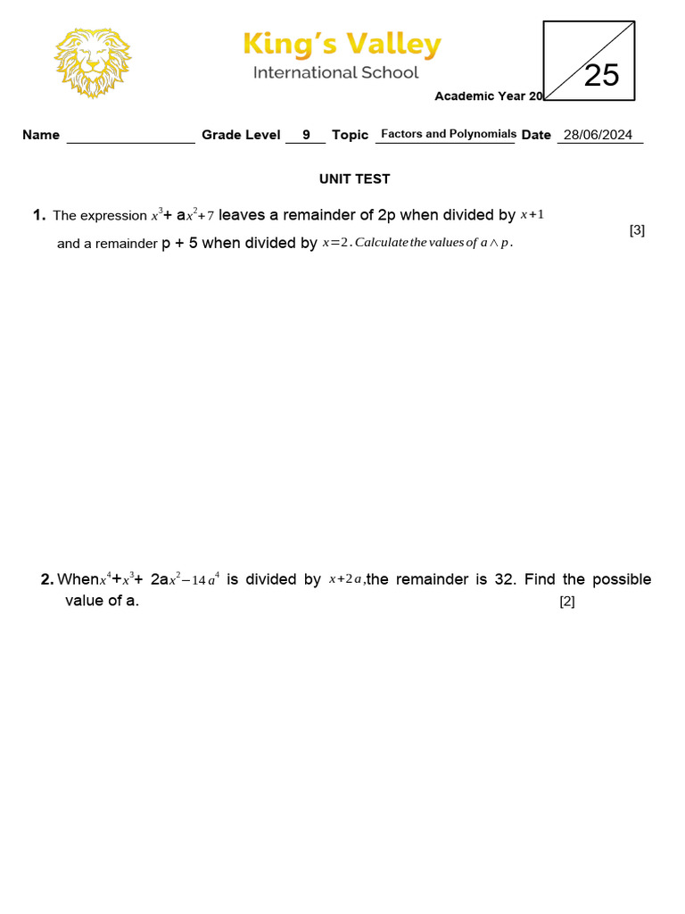 Addi. Maths (Unit Teat | PDF