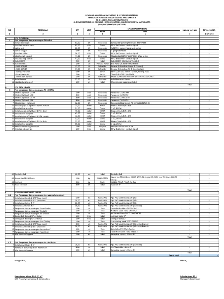 Rev BOQ GEDUNG ANEX PURWAKARTA 02-07-2024 | PDF