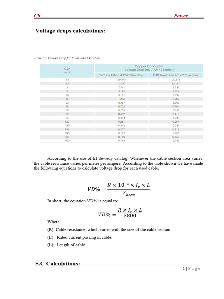 Voltage Drop and Short Circuit Calculations | PDF | Transformer ...