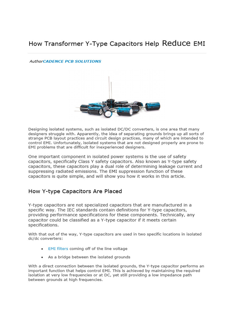 How Transformer Y Capacitors Help Reduce EMI | PDF | Capacitor ...