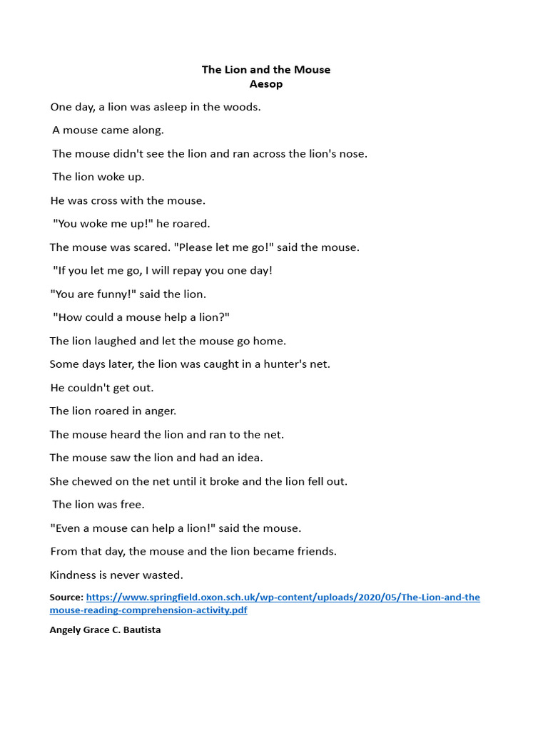 The Lion and The Mouse | PDF