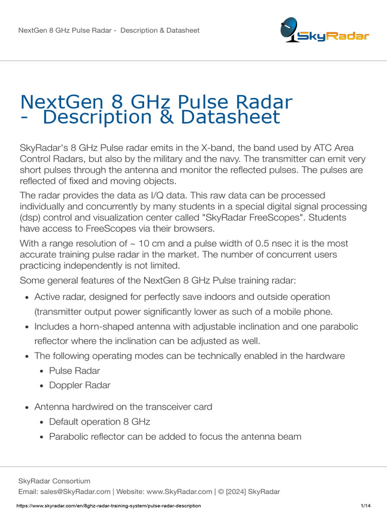 8 GHZ Pulse - Description - SkyRadar | PDF | Radar | Computer Engineering