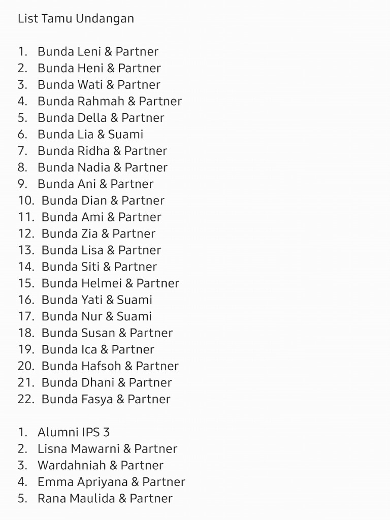 List Nama Tamu | PDF