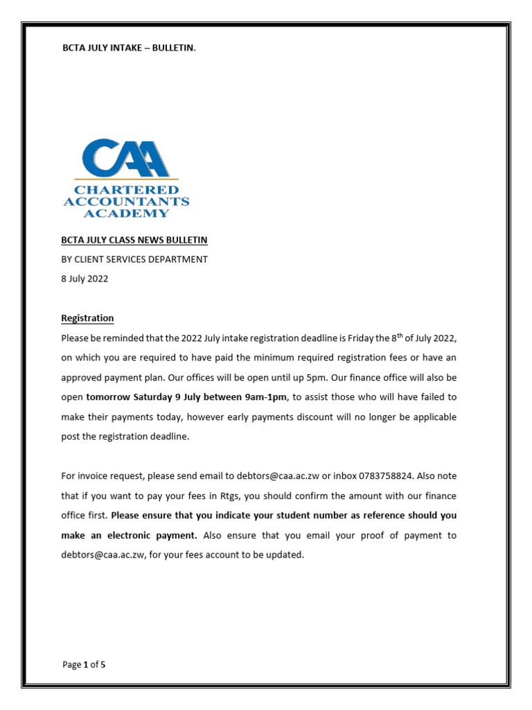 BCTA JULY CLASS NEWS BULLETIN WEEK 10 To 16 July | PDF | International ...