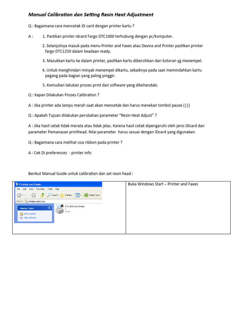 Manual Calibration Dan Setting Resin Heat Adjustment | PDF