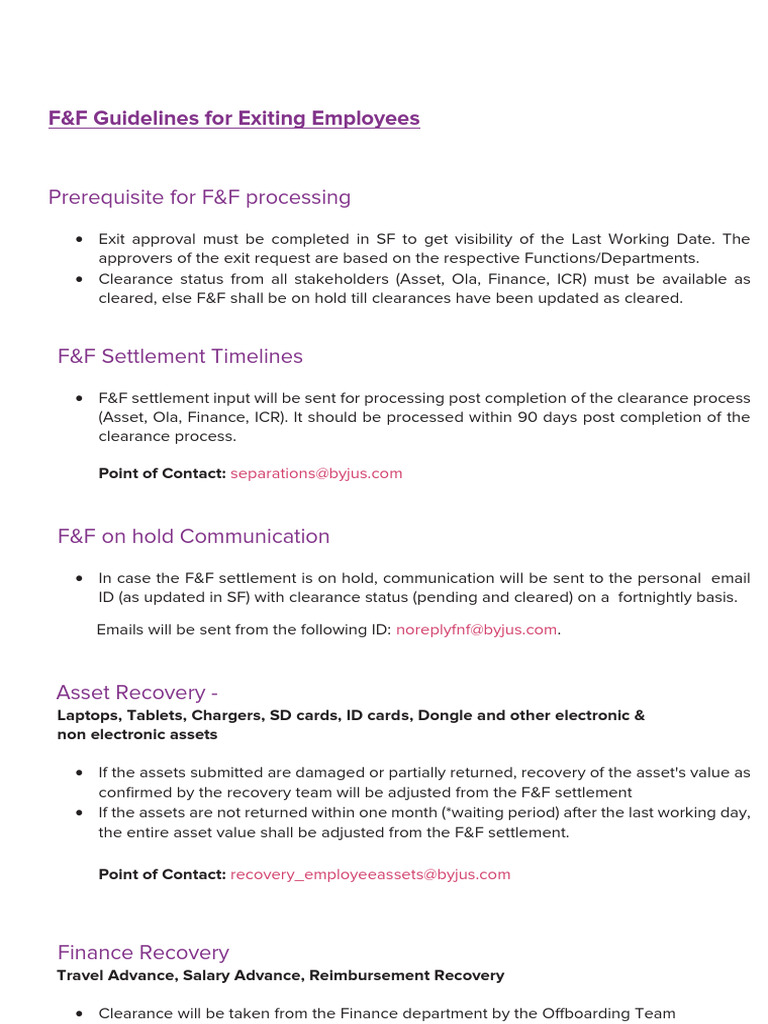 Byjus FNF Guidelines New 22 Feb 2024 | PDF | Payroll | Payments