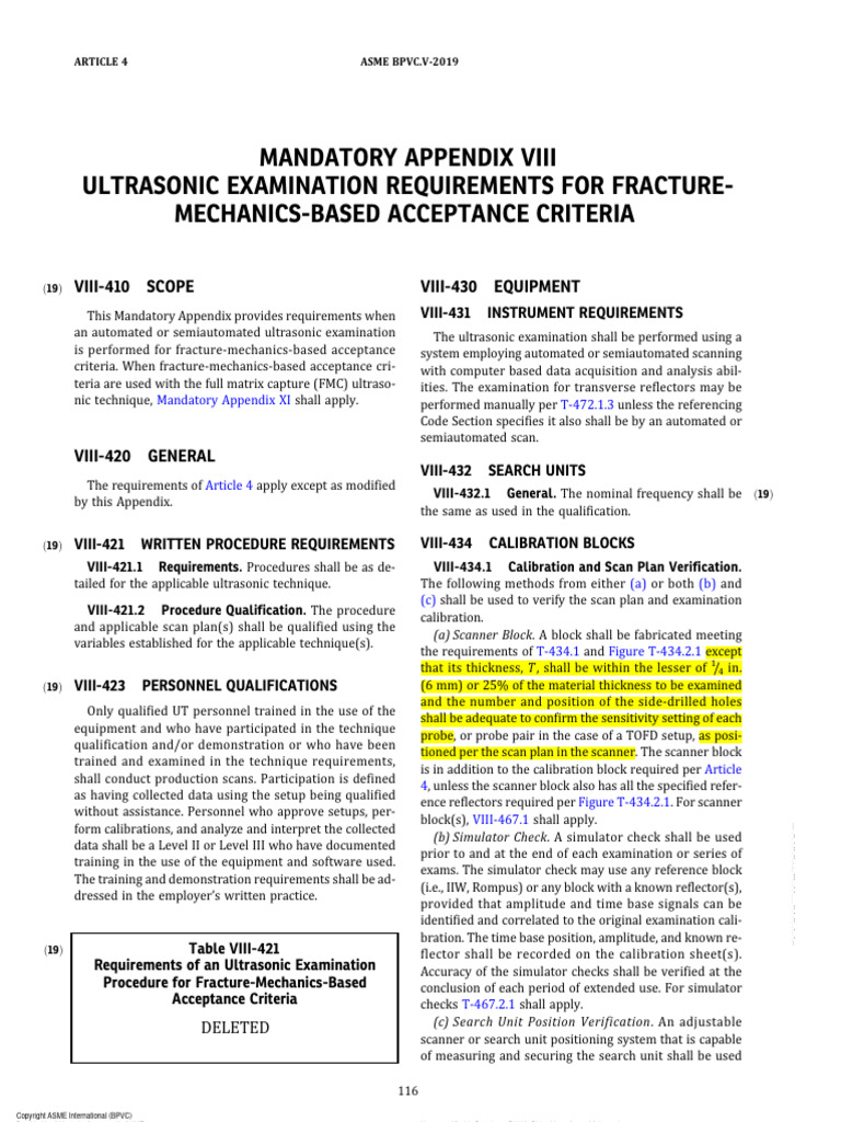 Art 4 - Ut - Mandatory Appendix Viii | PDF | Image Scanner | Welding