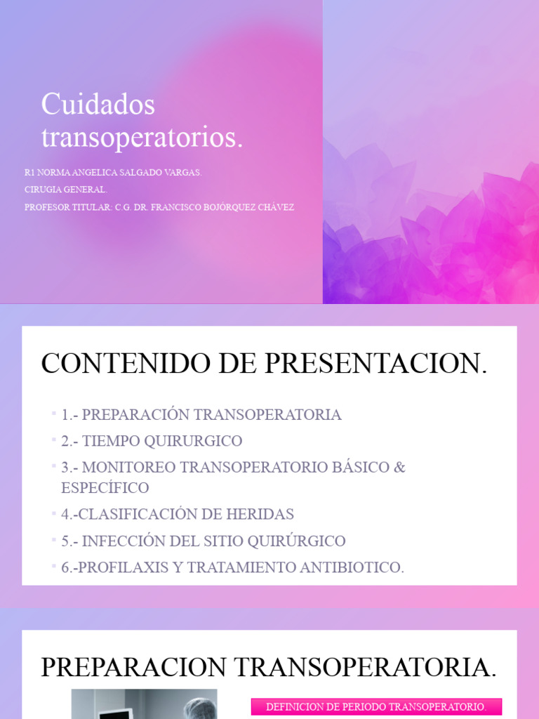 Cuidados Transoperatorios | PDF | Cirugía | Especialidades Medicas